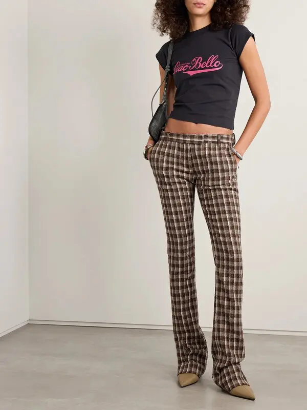 Acne Studios Checked Woven Flared Trousers
