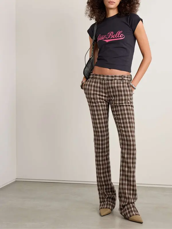Acne Studios Checked Woven Flared Trousers
