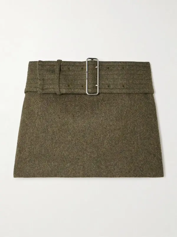FERRAGAMO Wool-tweed Mini Skirt - Green