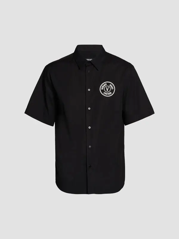 Versace Logo Patch Cotton Shirt