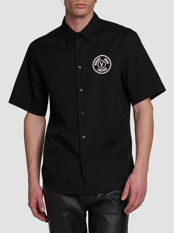 Versace Logo Patch Cotton Shirt