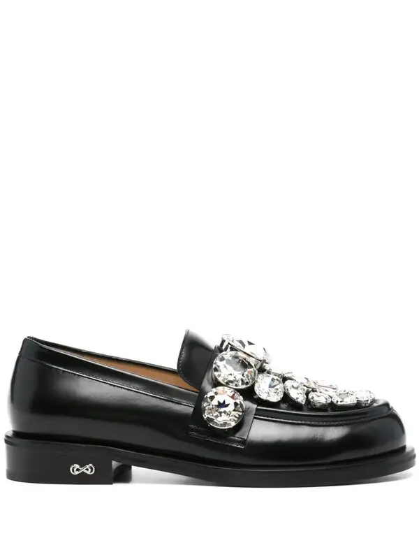 Mach & Mach Crystal-embellished Loafers