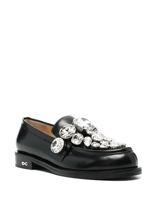 Mach & Mach Crystal-embellished Loafers