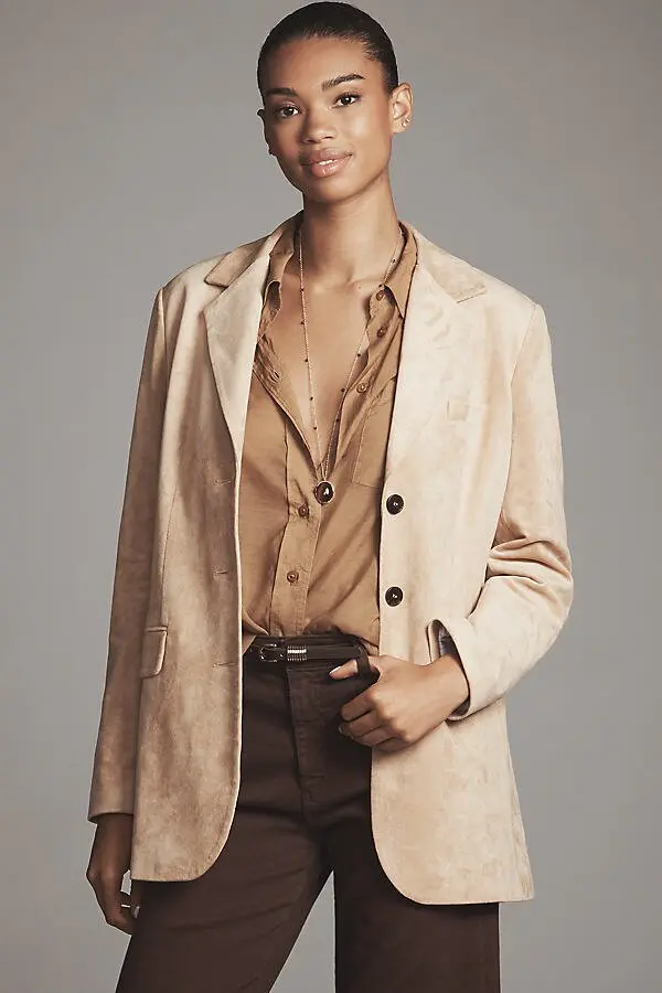 DOLAN LEFT COAST Faux-suede Boyfriend Blazer Jacket - Light Tan