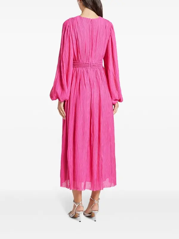 knee length dresses for ladies The Genevieve Hot Pink Jacquard Strapless Midi Dress - All Dresses