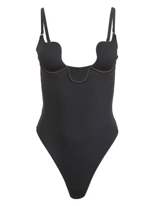FLEUR DU MAL Le Stretch Micro Seduce U-plunge Bodysuit - Black