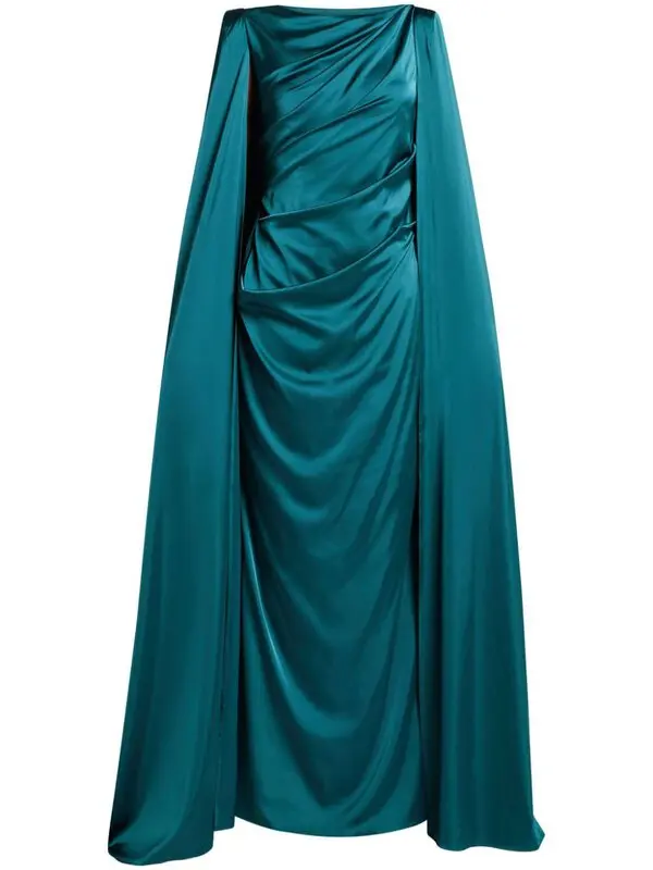 Talbot Runhof Draped Cape Maxi Dress