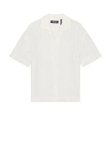WAO Crochet Lace Camp Shirt - Ivory