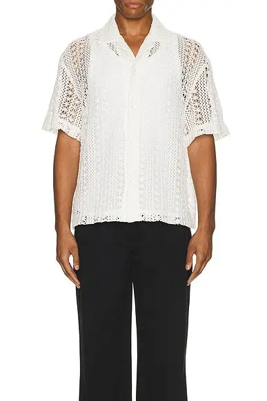 WAO Crochet Lace Camp Shirt