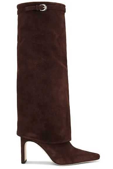 Staud Wally Foldover High Heel Boots - Mahogany