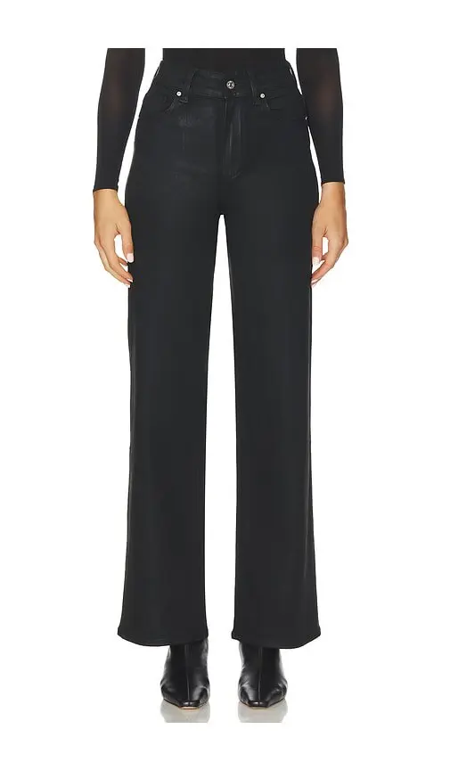 Paige Sasha Wide Leg Jeans - Black Fog Luxe Coating