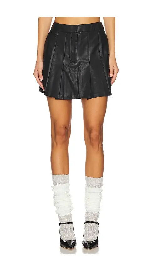 Astr The Label Mikita Pleated Faux Leather Skirt