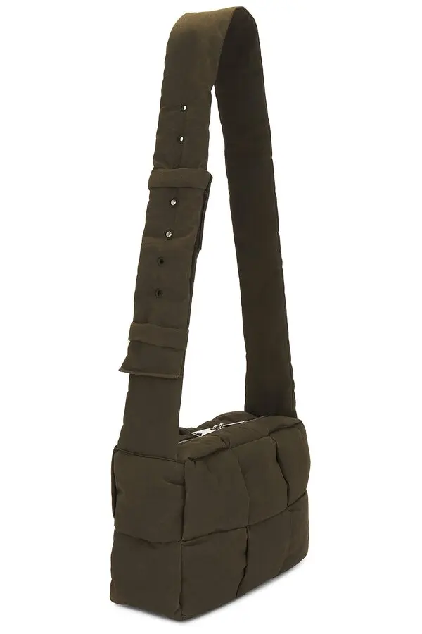 Bottega Veneta Medium Padded Tech Cassette Waxed Canvas - Olive & Silver
