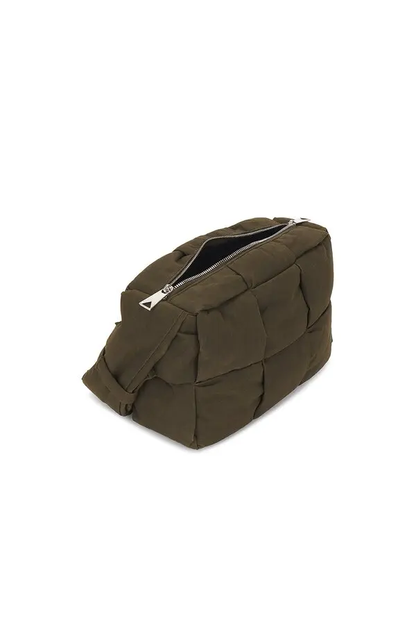 Bottega Veneta Medium Padded Tech Cassette Waxed Canvas - Olive & Silver