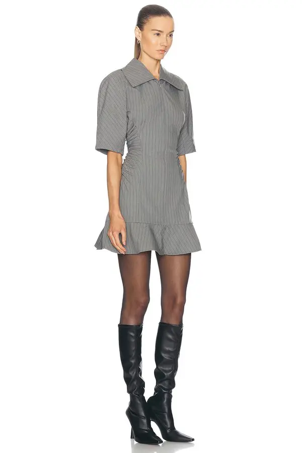 Ganni Short Sleeve Mini Dress In Mirage Grey - 61% Off | Editorialist
