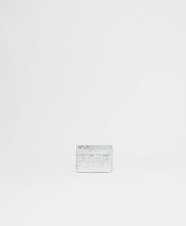 MANSUR GAVRIEL Pocket Card Holder - Crinkled Silver