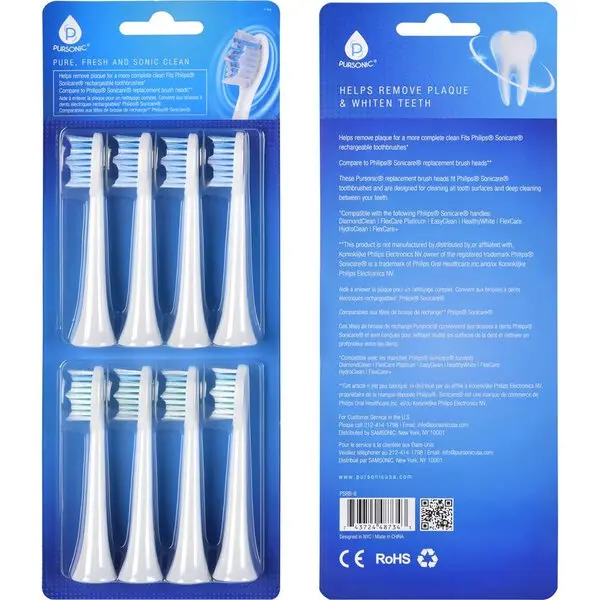 PURSONIC Philips Sonicare Compatible Brush Heads - White