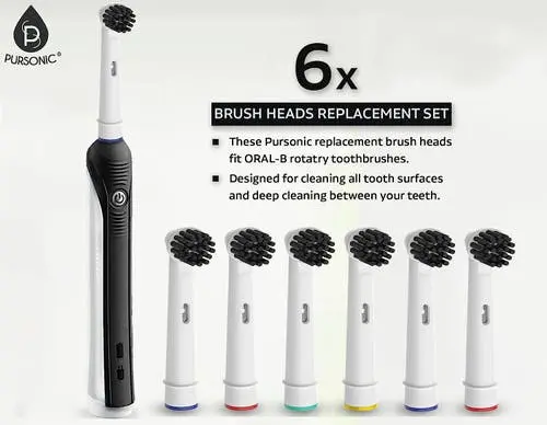 PURSONIC Charcoal Infused Bristles Electric Toothbrush Replacement Brush Heads