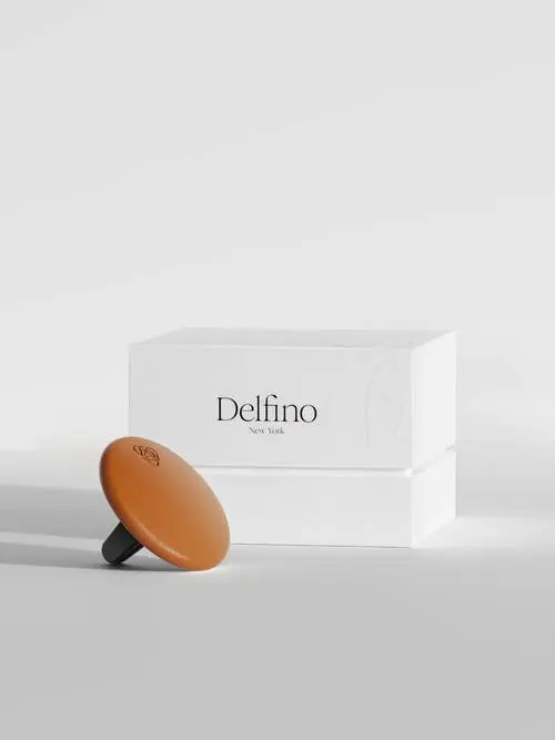DELFINO Freesia Camel Lambskin Car Diffuser And Insert - Tesla