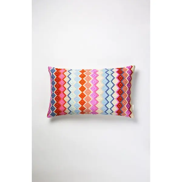 ARCHIVE NEW YORK San Pedro Pink Diamond Handwoven Cotton And Silk Brocade Throw Pillow - Multi