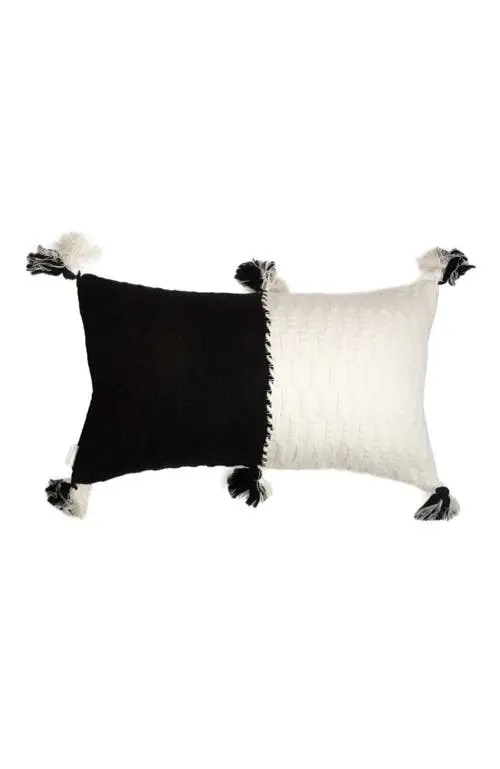 ARCHIVE NEW YORK Antigua Colorblocked Handwoven Cotton Throw Pillow - Black And Ivory