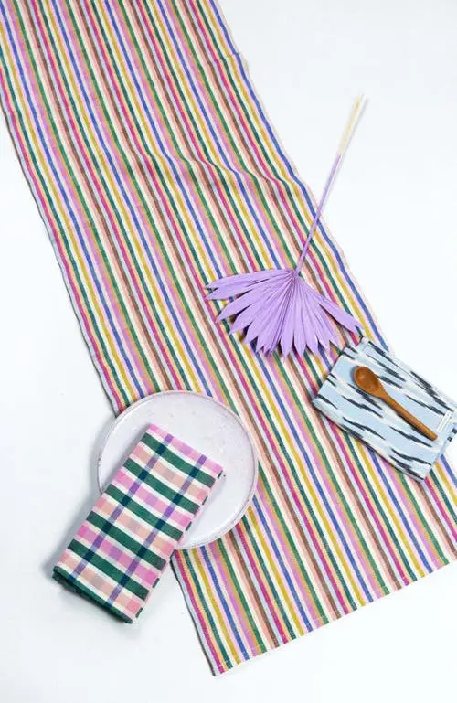 ARCHIVE NEW YORK Valentina Striped Handwoven Cotton Table Runner - Rainbow