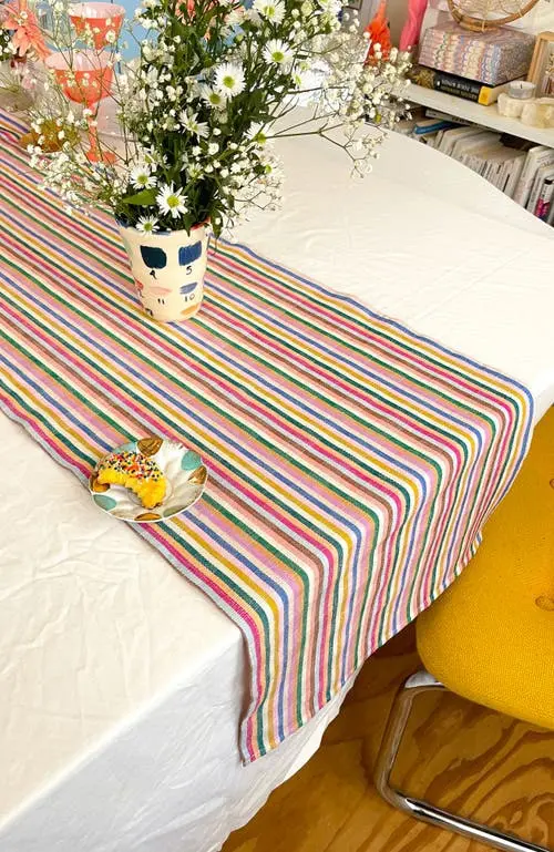 ARCHIVE NEW YORK Valentina Striped Handwoven Cotton Table Runner