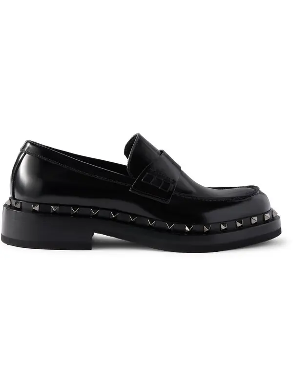 Valentino Garavani Rockstud Studded Glossed-Leather Loafers  display picture 1