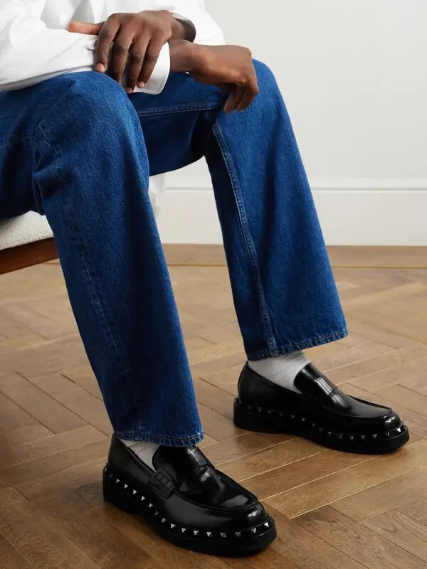 Valentino Garavani Rockstud Studded Glossed-Leather Loafers  display picture 1