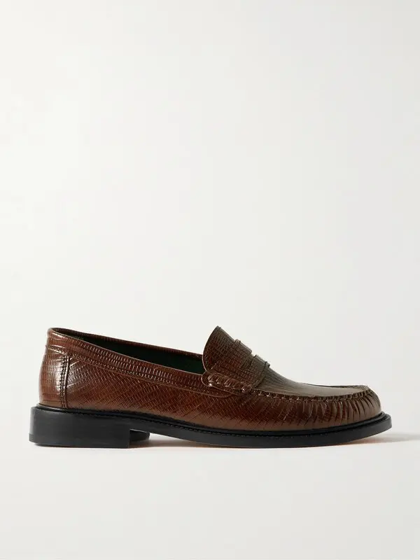 VINNY'S Yardee Lizard-effect Leather Penny Loafers