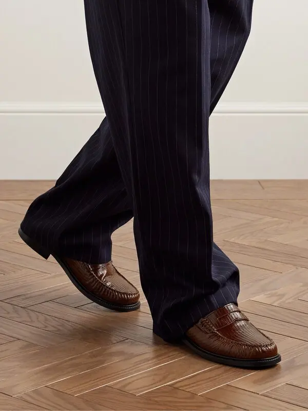VINNY'S Yardee Lizard-effect Leather Penny Loafers