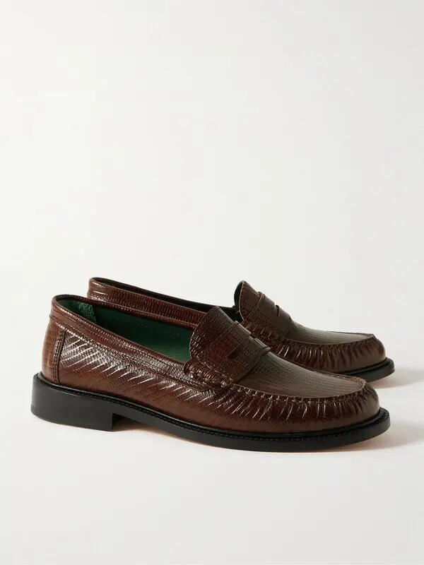 VINNY'S Yardee Lizard-effect Leather Penny Loafers