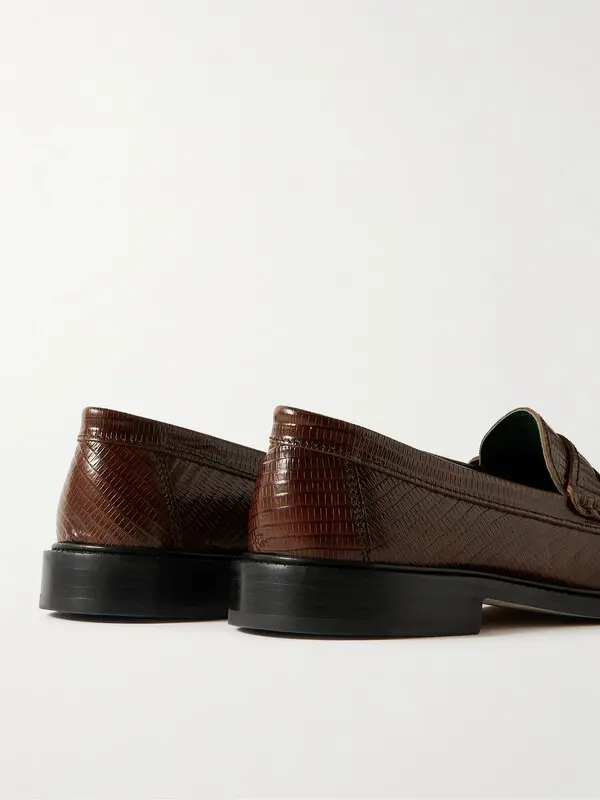 VINNY'S Yardee Lizard-effect Leather Penny Loafers