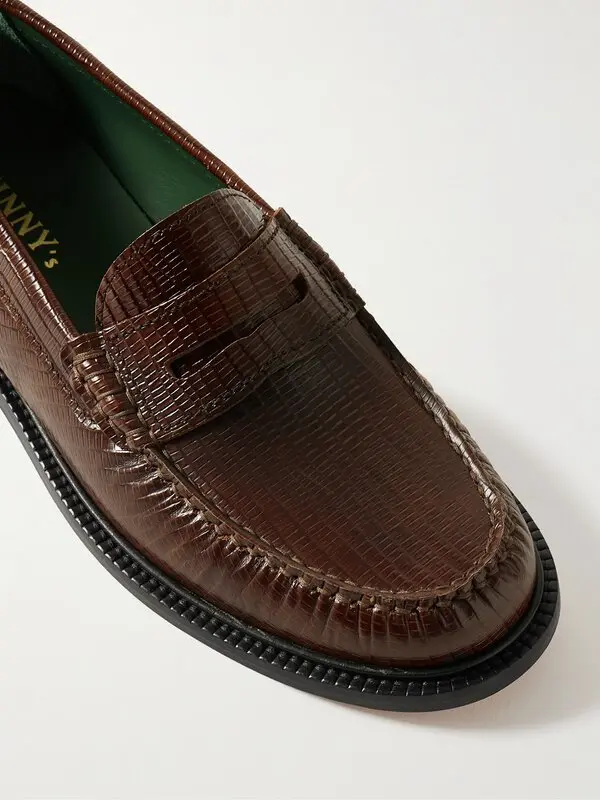 VINNY'S Yardee Lizard-effect Leather Penny Loafers