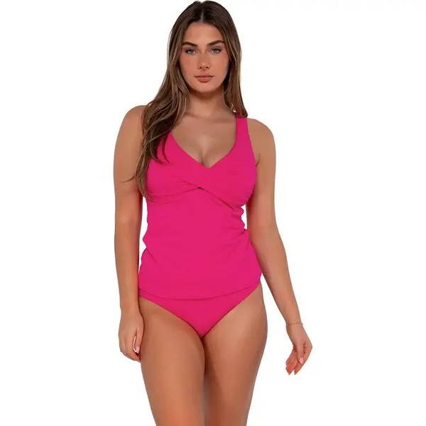 SUNSETS Elsie Tankini Swimsuit Top F Cup - Begonia Sandbar Rib
