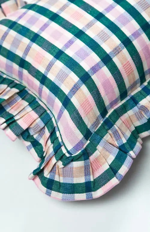 ARCHIVE NEW YORK Lola Plaid Ruffle Handwoven Cotton Throw Pillow