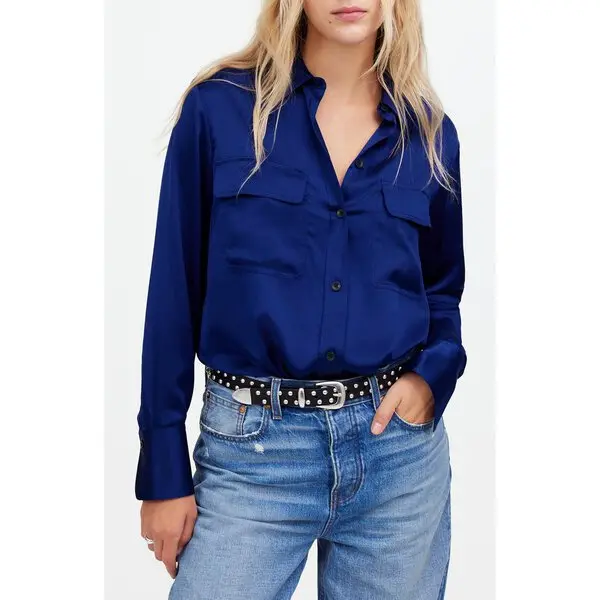Madewell Silk Flap Pocket Button-up Shirt