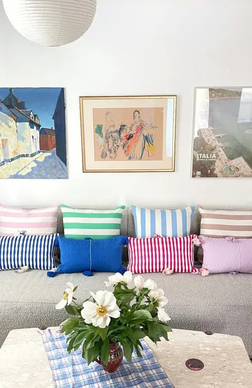 ARCHIVE NEW YORK Cabana Stripe Handwoven Cotton Throw Pillow - Pink
