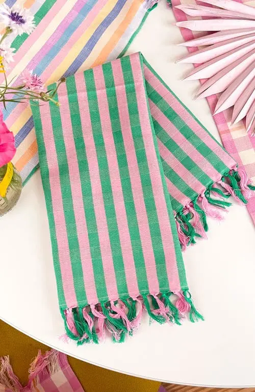 ARCHIVE NEW YORK Handwoven Colorful Striped Cotton Kitchen Towel