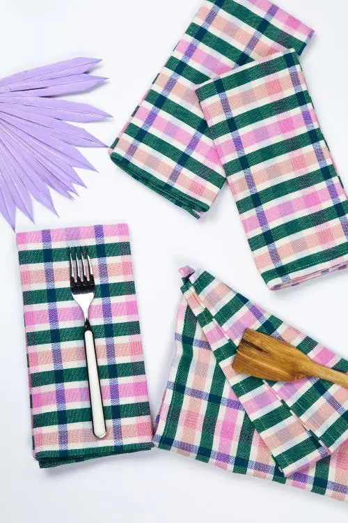 ARCHIVE NEW YORK Handwoven Classic Plaid Cotton Napkins - Multi