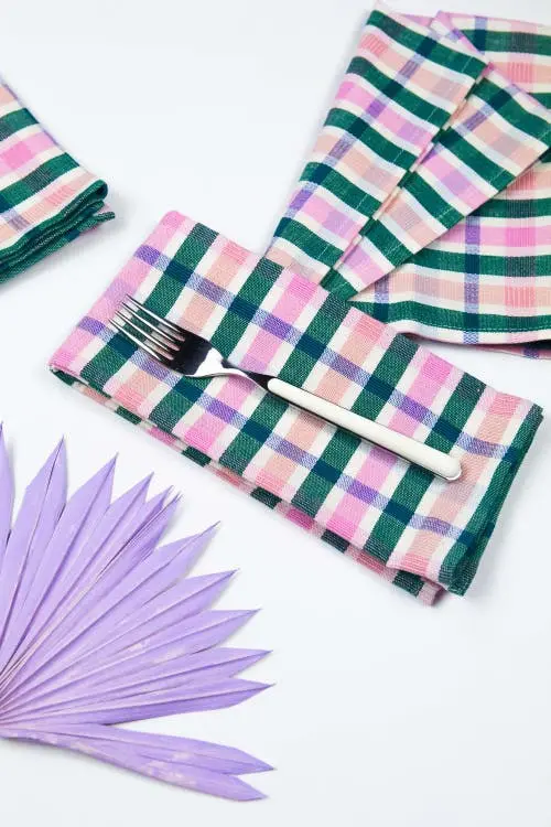 ARCHIVE NEW YORK Handwoven Classic Plaid Cotton Napkins - Multi