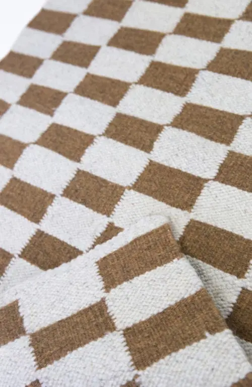 ARCHIVE NEW YORK Zapotec Checkered Handwoven Flatweave Wool Rug - Brown And Ivory