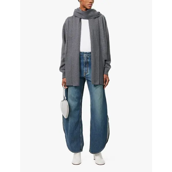 Alaïa Scarf Draped Wool Cardigan