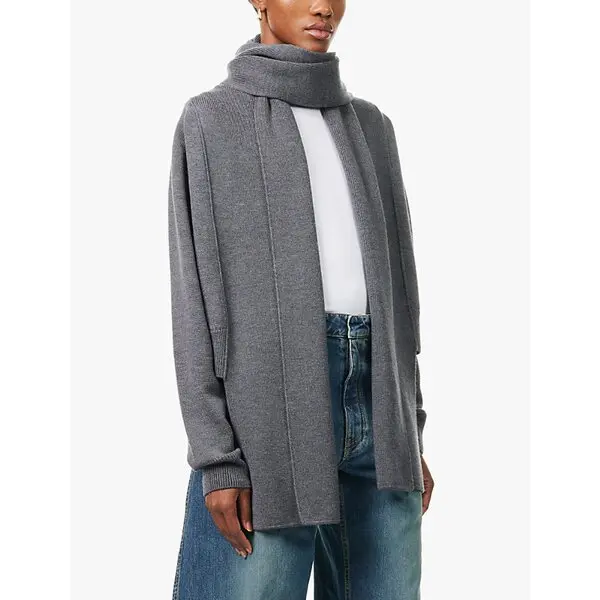 Alaïa Scarf Draped Wool Cardigan