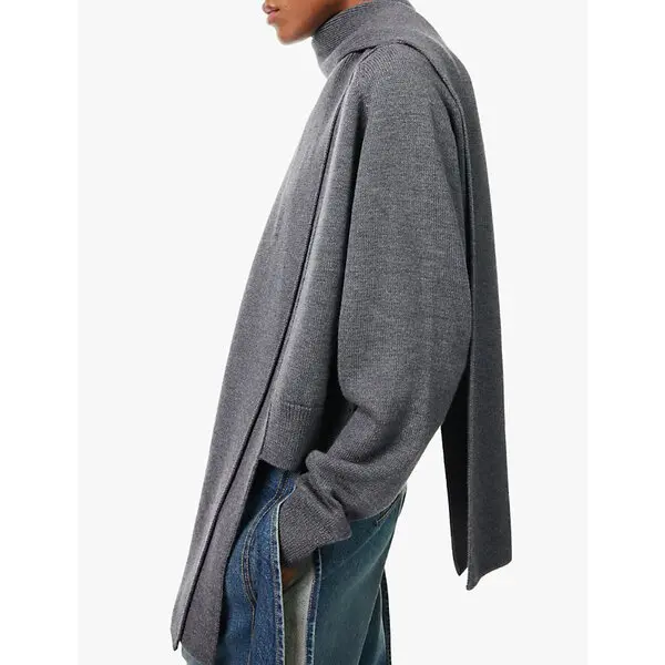 Alaïa Scarf Draped Wool Cardigan