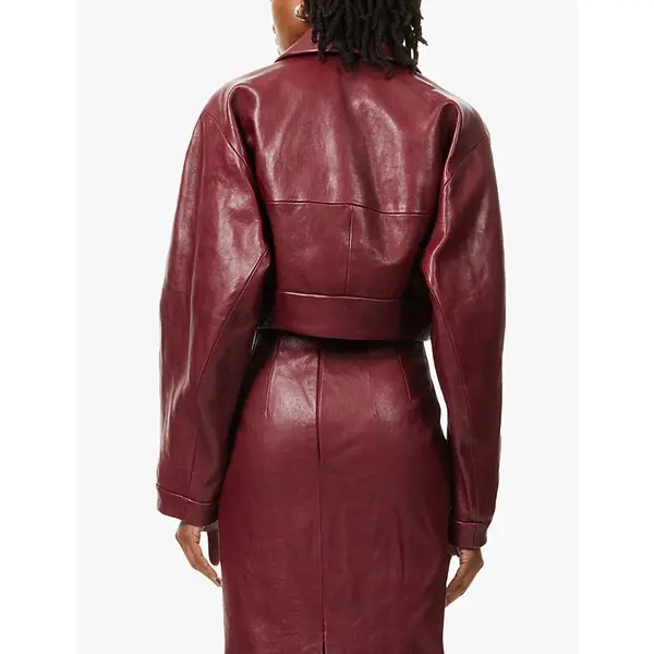 Khaite Sue Cropped Leather Jacket