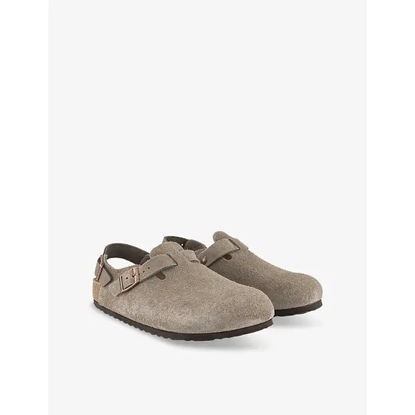 BIRKENSTOCK Logo-embossed Suede Clogs - Taupe