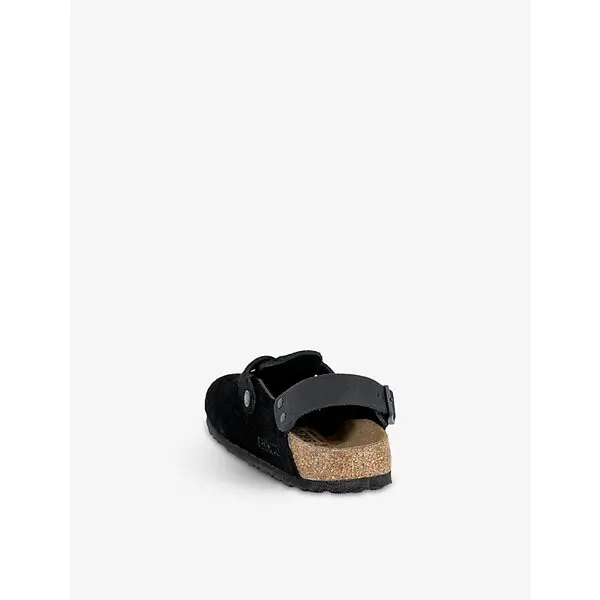 BIRKENSTOCK Logo-embossed Suede Slingback Clogs - Black Suede