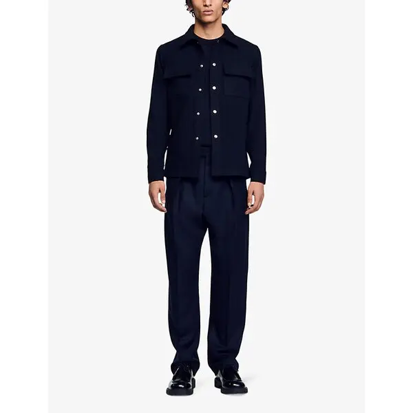 Sandro Patch-pocket Wool-blend Overshirt