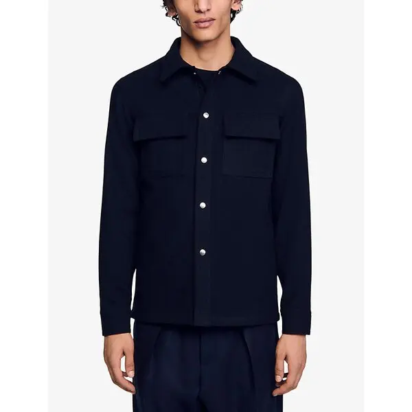 Sandro Patch-pocket Wool-blend Overshirt